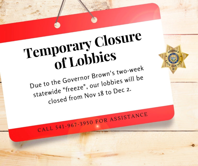 FB Post COVID Lobby Closure - Linn County Sheriff's Office