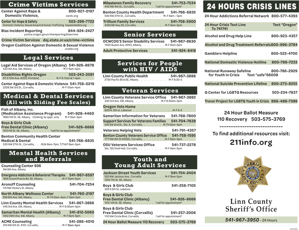 Linn County Sheriff's Office Community Resources - Linn County Sheriff ...